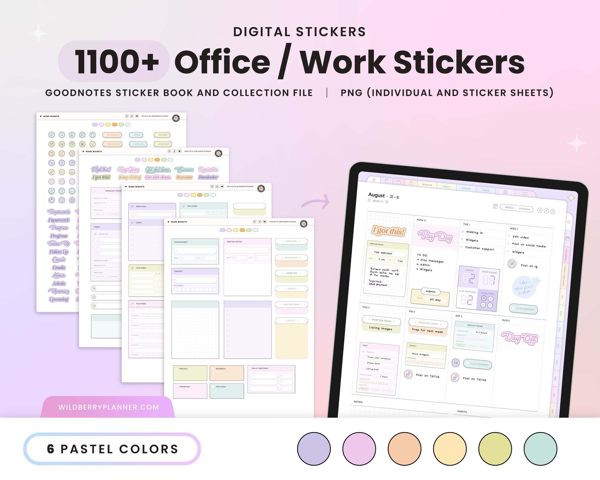 Work Digital Stickers - Pastel – WildberryPlanner