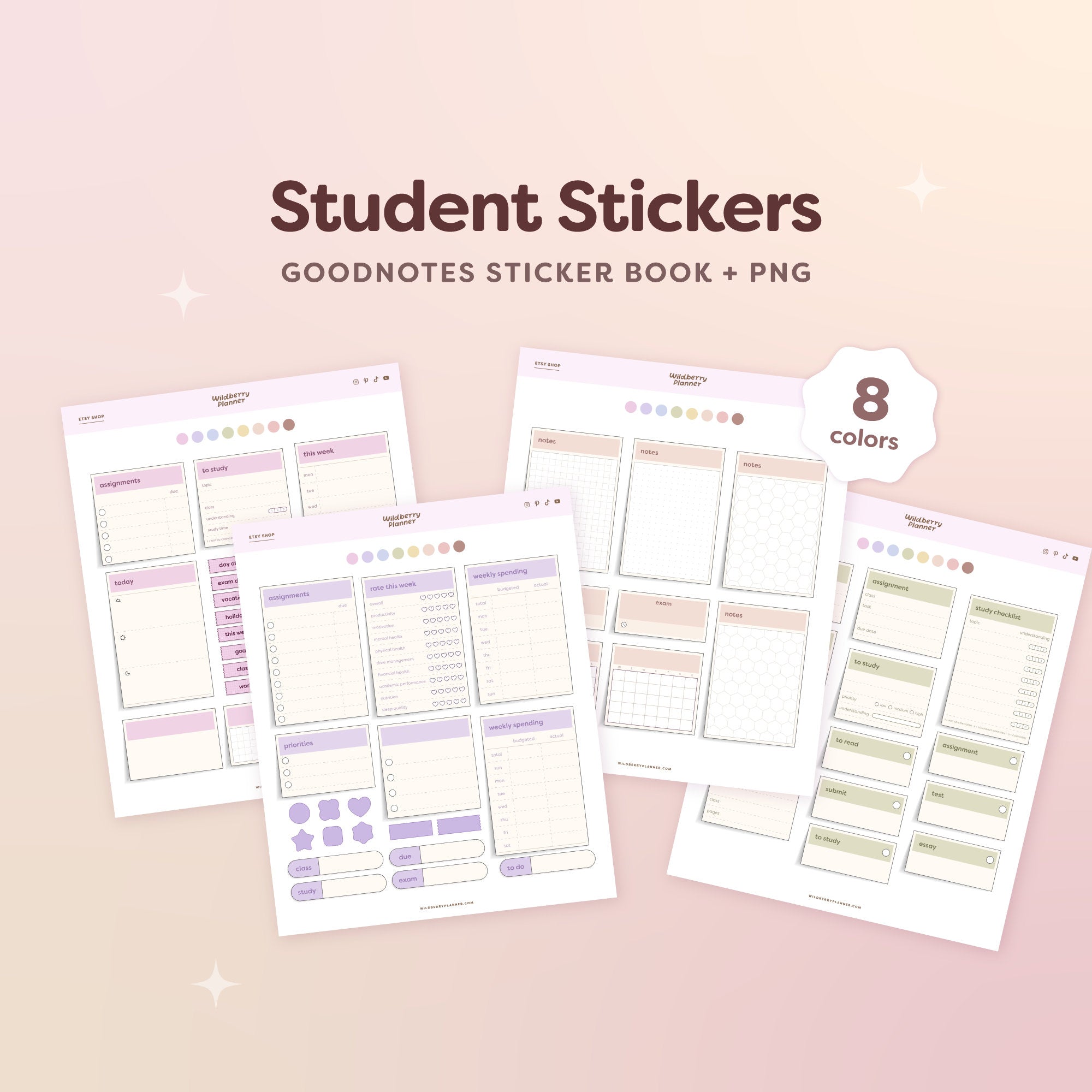 Student Digital Stickers - Pastel and Neutral – WildberryPlanner
