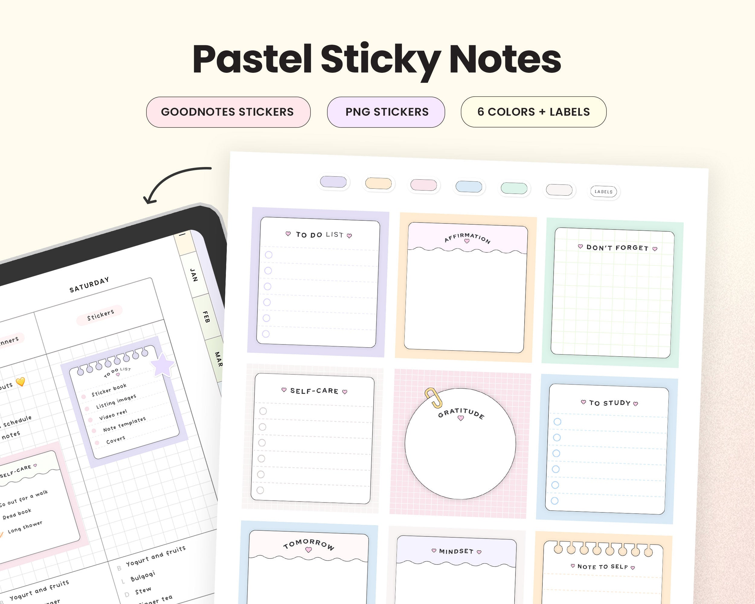 Pastel Digital Sticky Notes – WildberryPlanner
