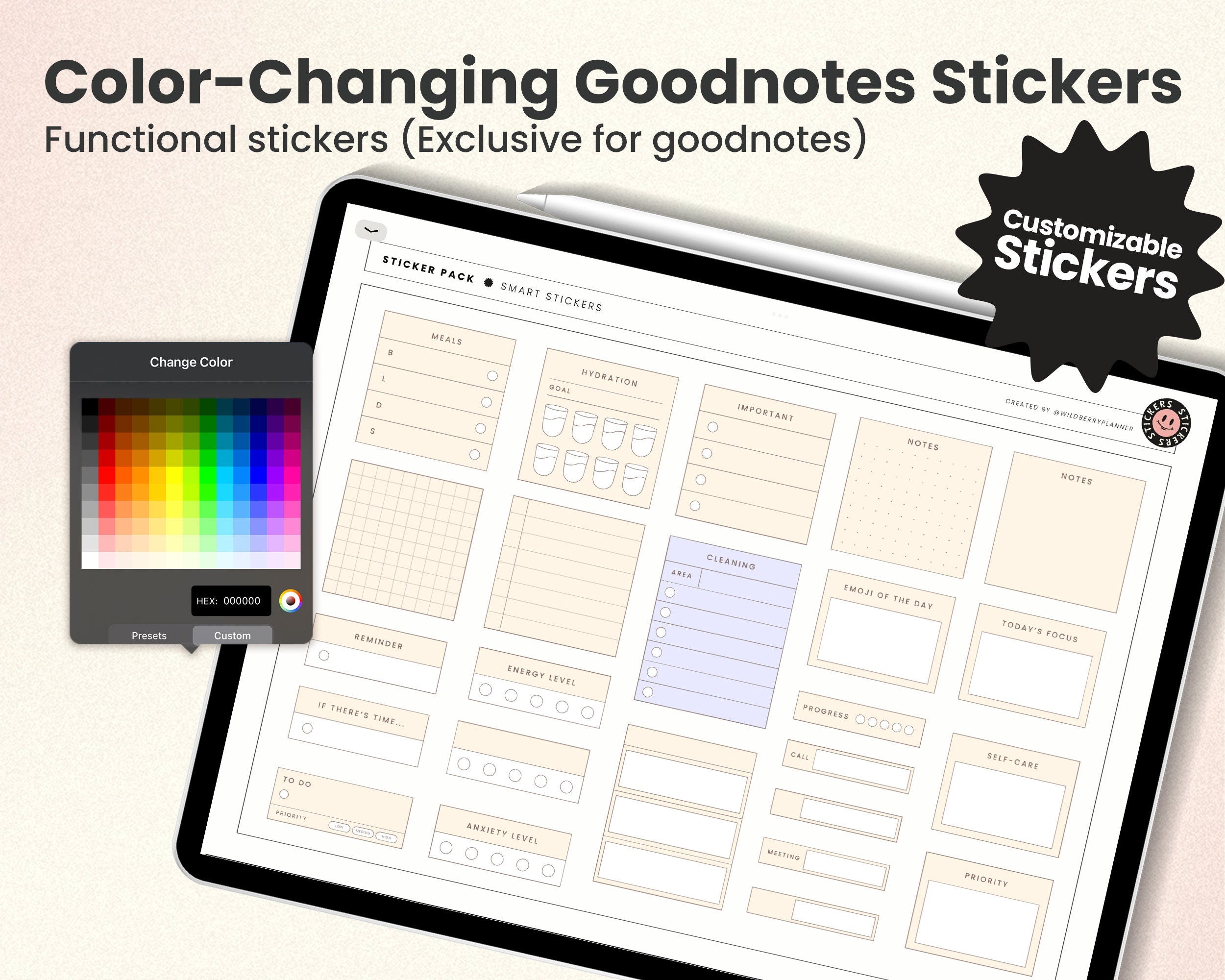 Color Change Stickers for Goodnotes – WildberryPlanner